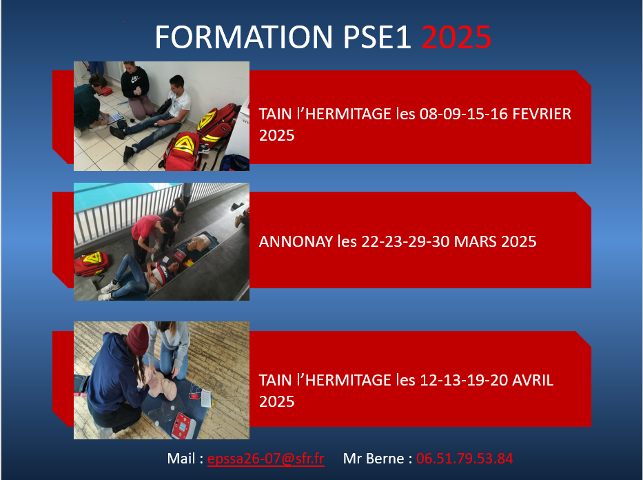 Formation Secourisme Drôme (26) et Ardèche (07) PSE1-PSE2-PSC1-FC PSE1 et 2-SST-MAC SST-GQS
